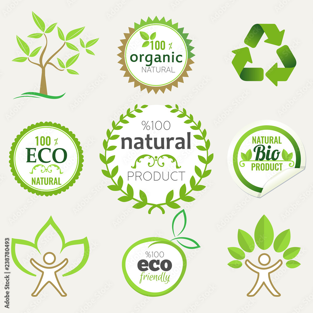 Vector Set Of Abstract Green Label Design Templates All Elements Are
