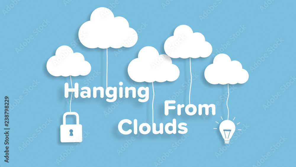 Hanging From Clouds Title Stock Template | Adobe Stock