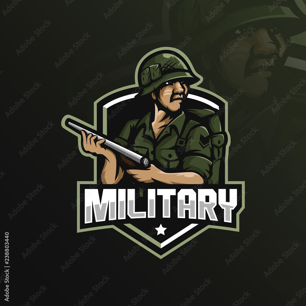 military mascot logo design vector with modern illustration concept ...