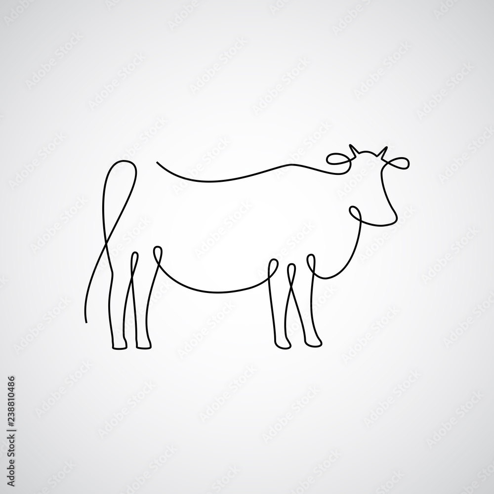 One line cow design silhouette Stock Vector | Adobe Stock