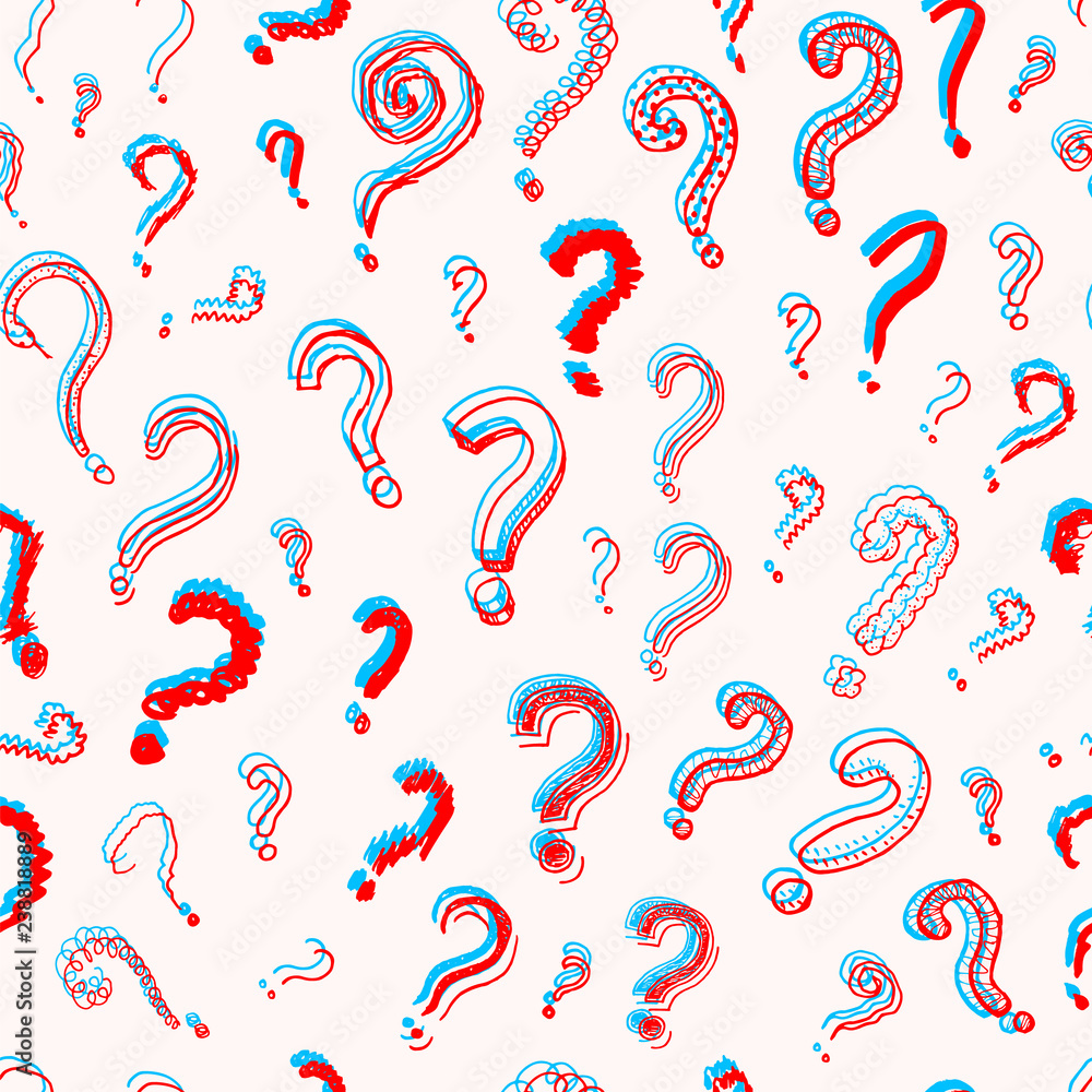 Question mark Seamless pattern.. Doodle style. Collection of icons and ...