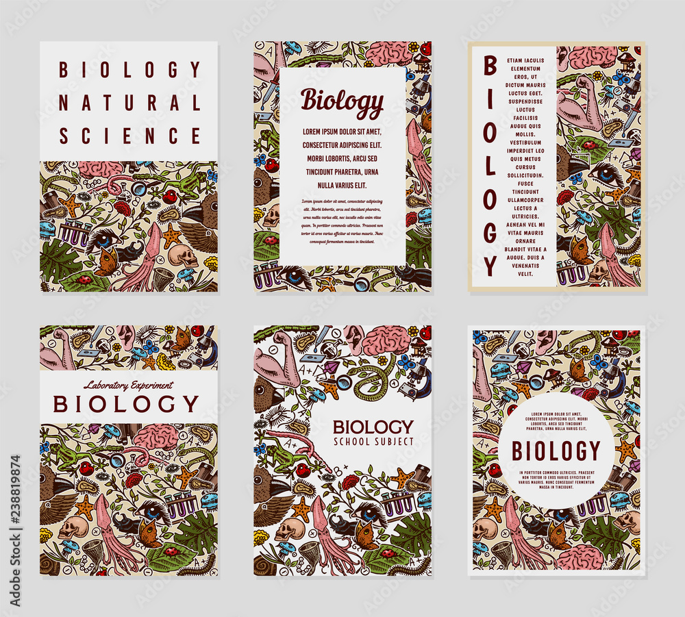 Biology cards. Science templates and banners. Poster for book, print or ...