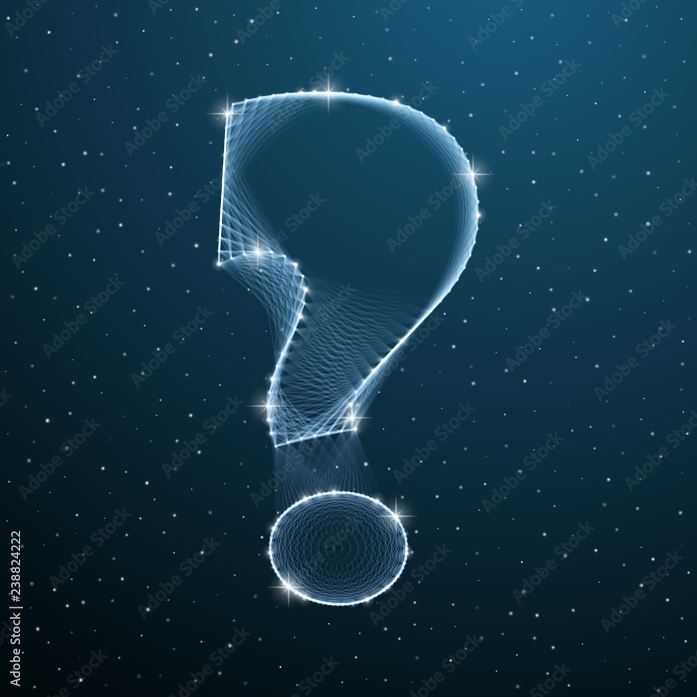 Question mark wireframe concept. Digital low poly symbol ask, support ...