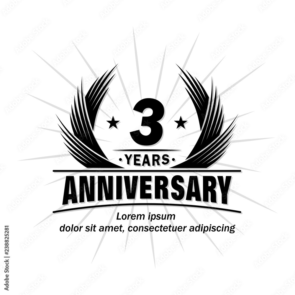 3 years design template. Anniversary vector and illustration template ...