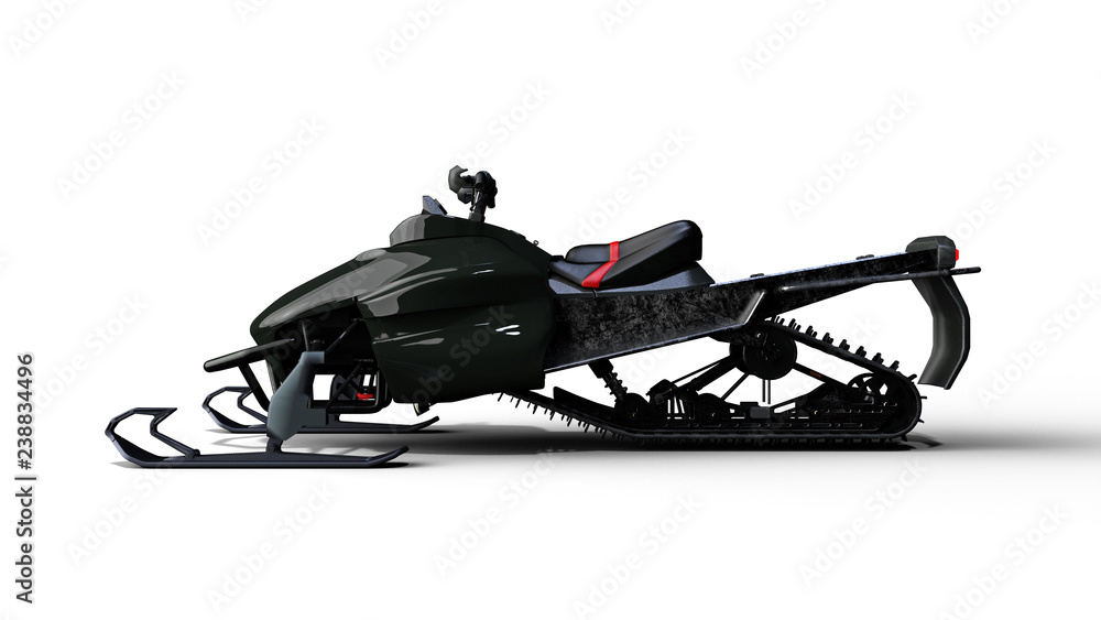 Snowmobile, motor sled vehicle, snow jet ski isolated on white ...