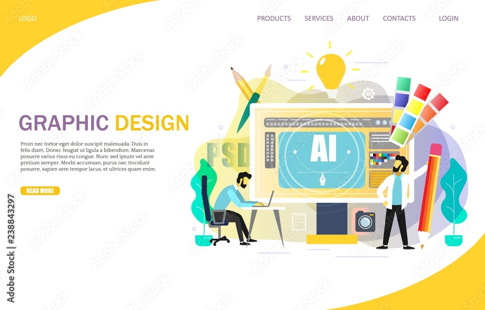 Graphic design landing page website vector template Stock Vector ...