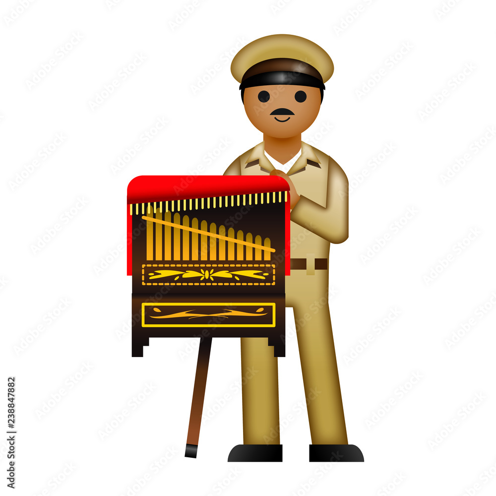 Organillero tradicional de Mexico vector de Stock | Adobe Stock