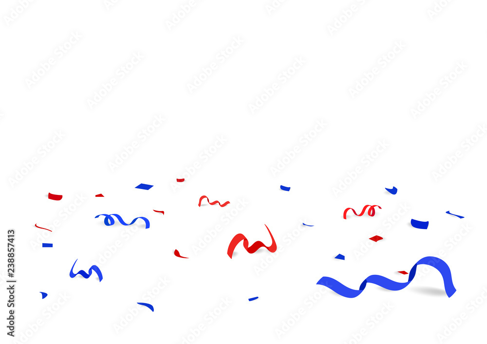 Confetti paper and ribbons scatter drop on the floor celebration ...