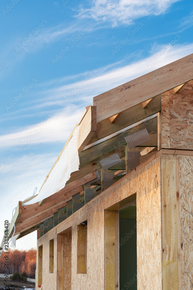 Vertical photo of small wooden house without windows and doors ...