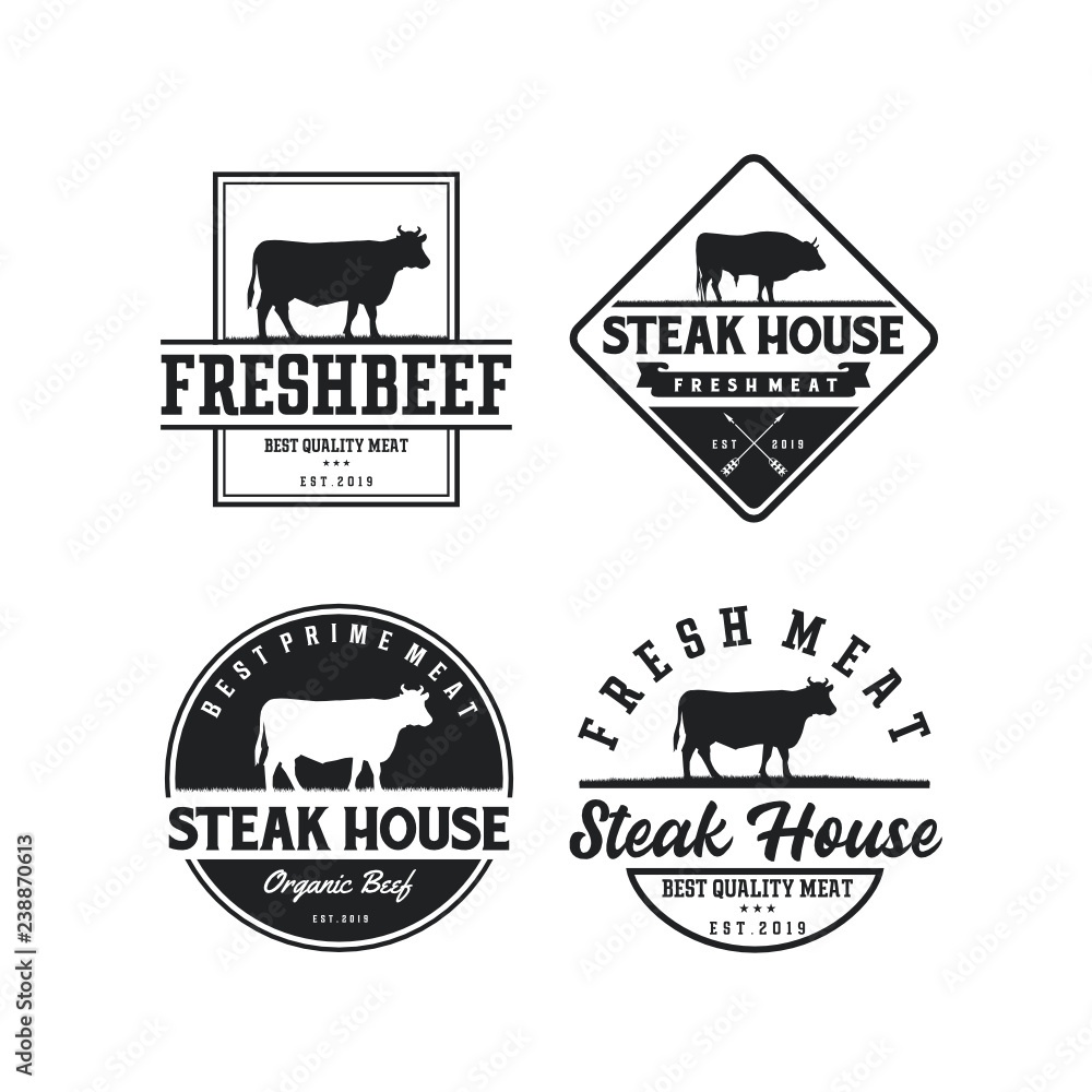 Vintage Cattle. Steak House / Beef logo design inspiration. Grill ...