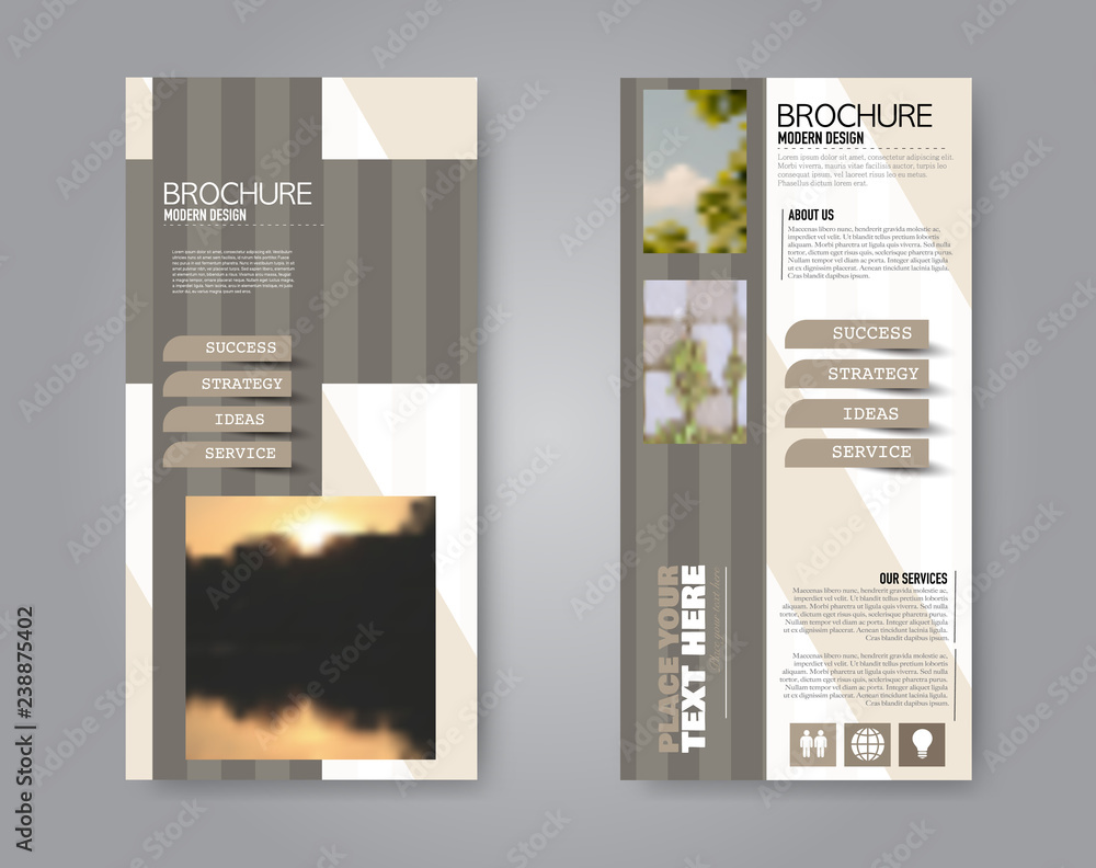 Narrow flyer and leaflet design. Set of two side brochure templates ...