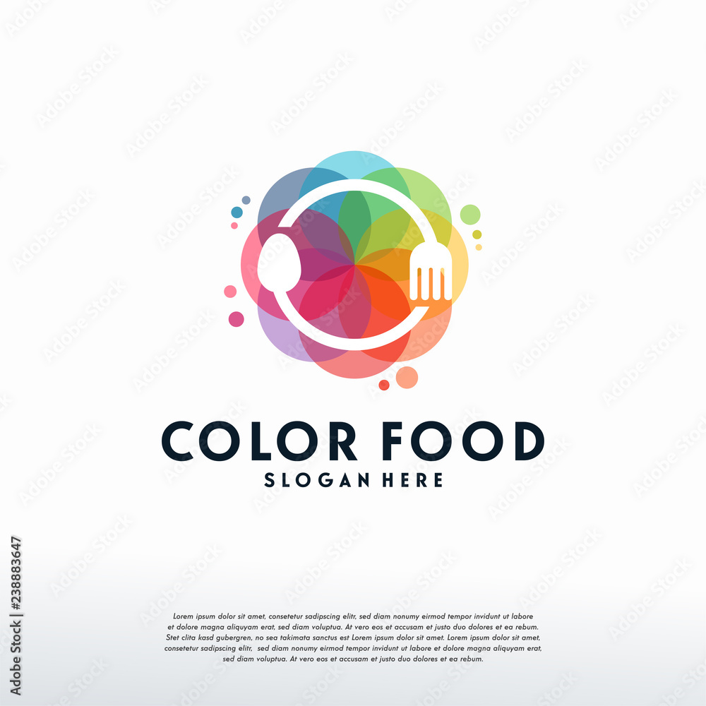 Colorful Food logo vector, Restaurant logo designs template, design ...