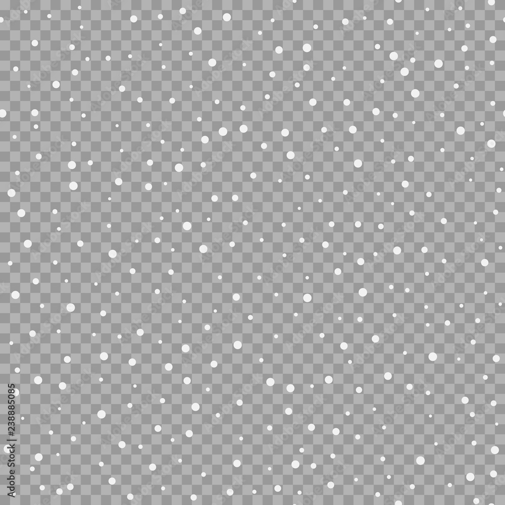 Seamless snowfall template isolated on transparent background. Snow ...