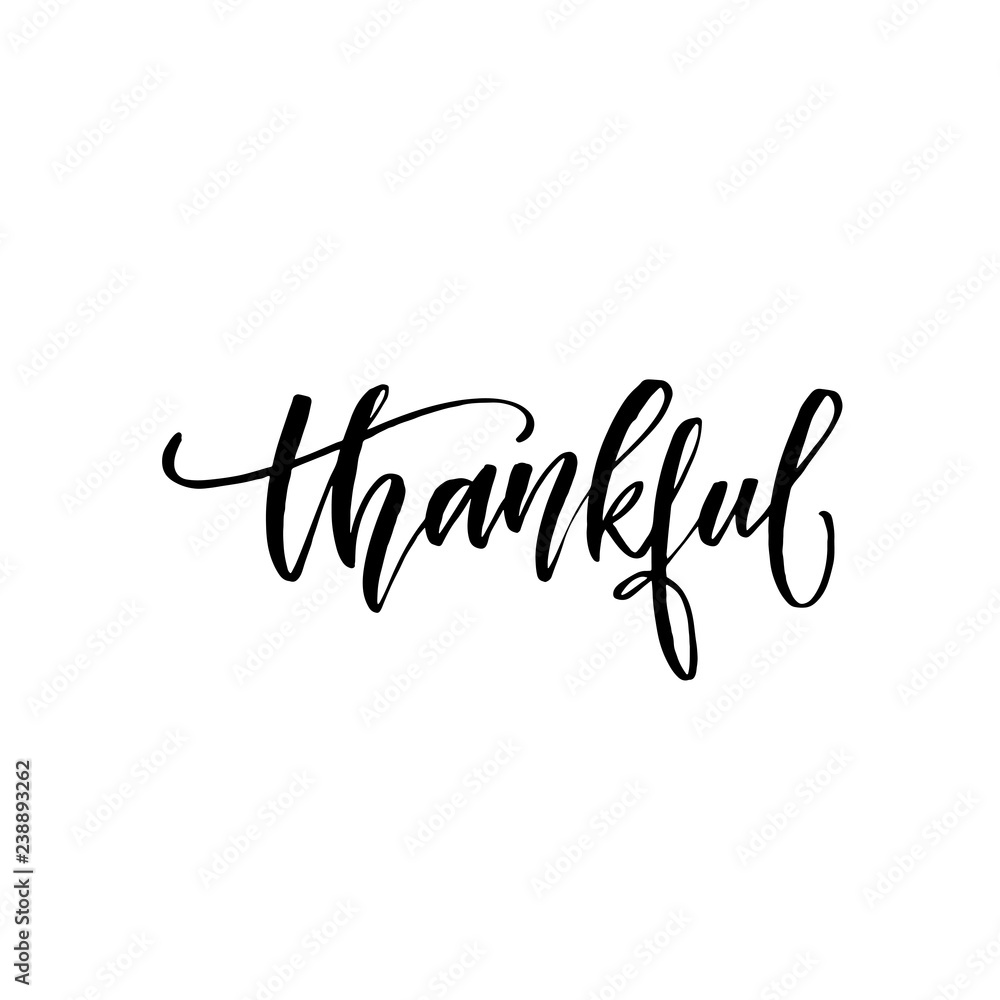 Thankful hand drawn postcard. Hand drawn brush style modern calligraphy ...
