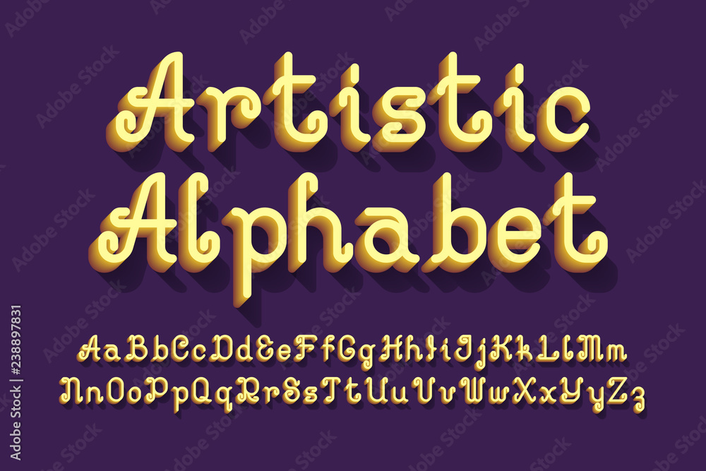 Artistic isolated english alphabet. 3d uppercase and lowercase letters ...