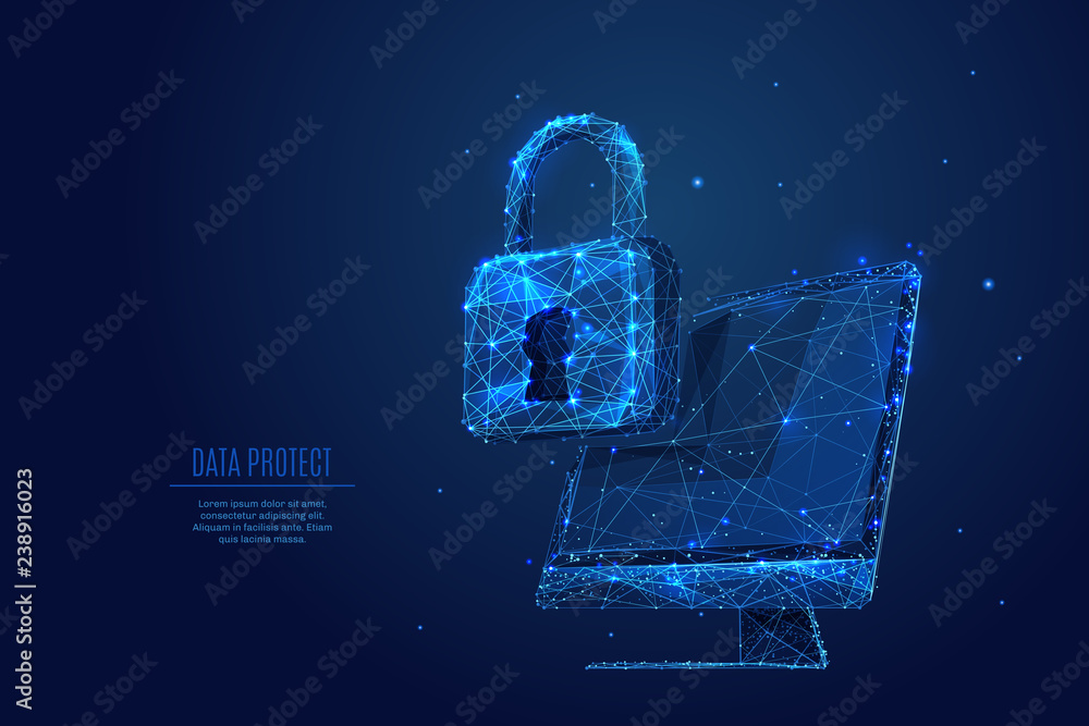 Lock and Computer monitor screen low poly Stock Vector | Adobe Stock
