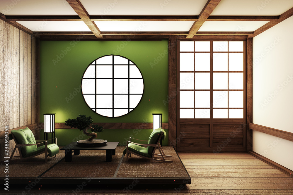 zen style Room Design. 3D rendering Stock Illustration | Adobe Stock