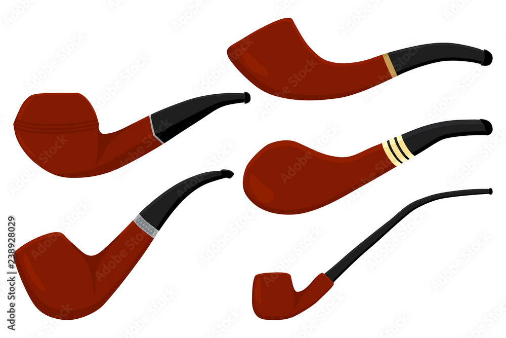 set different types smoke pipes different size for tobacco Stock Vector ...