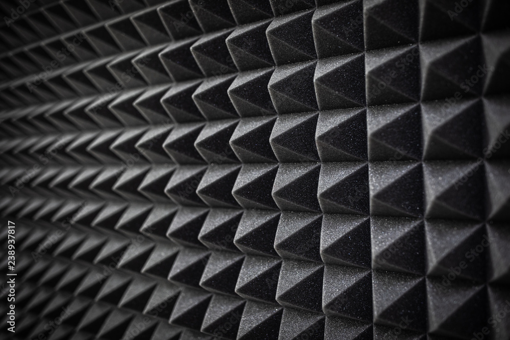 Foam soundproofing coating close-up. Recording studio details Stock ...