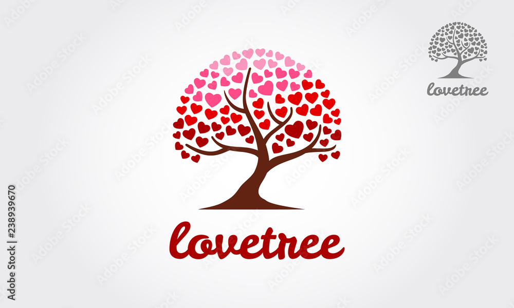 Heart tree or love tree icons - concept vector. This graphic also ...