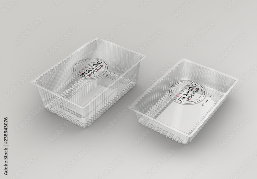 Clear Plastic Sealed Containers Mockup Stock Template | Adobe Stock