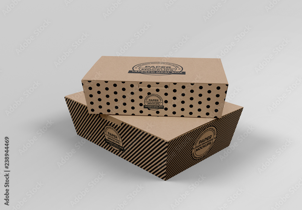 Stacked Tapered Paper Box Mockup Stock Template | Adobe Stock