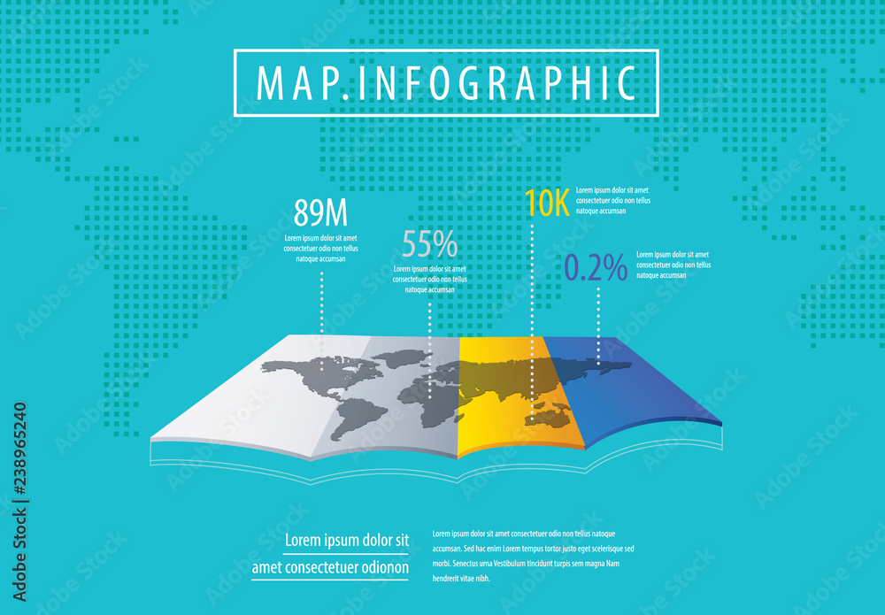 Map and World Infographic Layout Stock Template | Adobe Stock