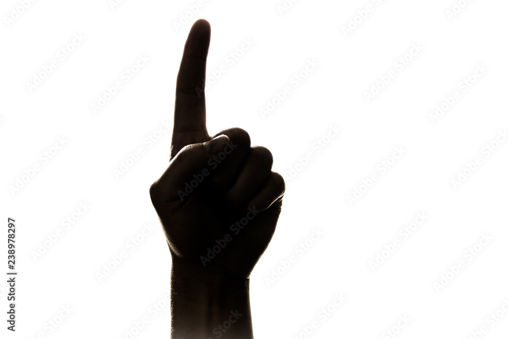 Foto de Black silhouette of hand giving "number one" sign with pointer ...