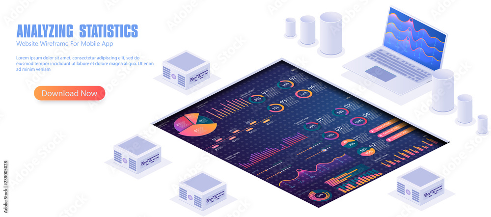 Infographic vector elements. Illustration of data financial graphs or ...