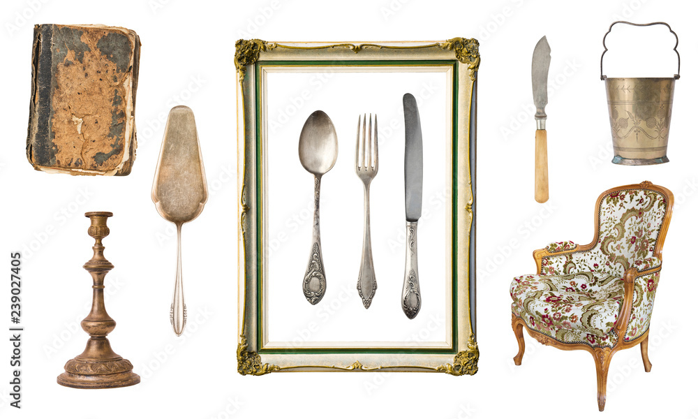 Set of 10 gorgeous old vintage items. Old dishes, appliances, kettles ...