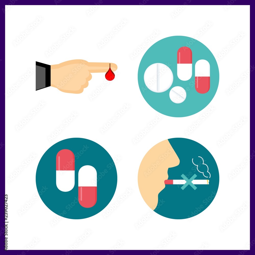 4 addiction icon. Vector illustration addiction set. no smoking and ...