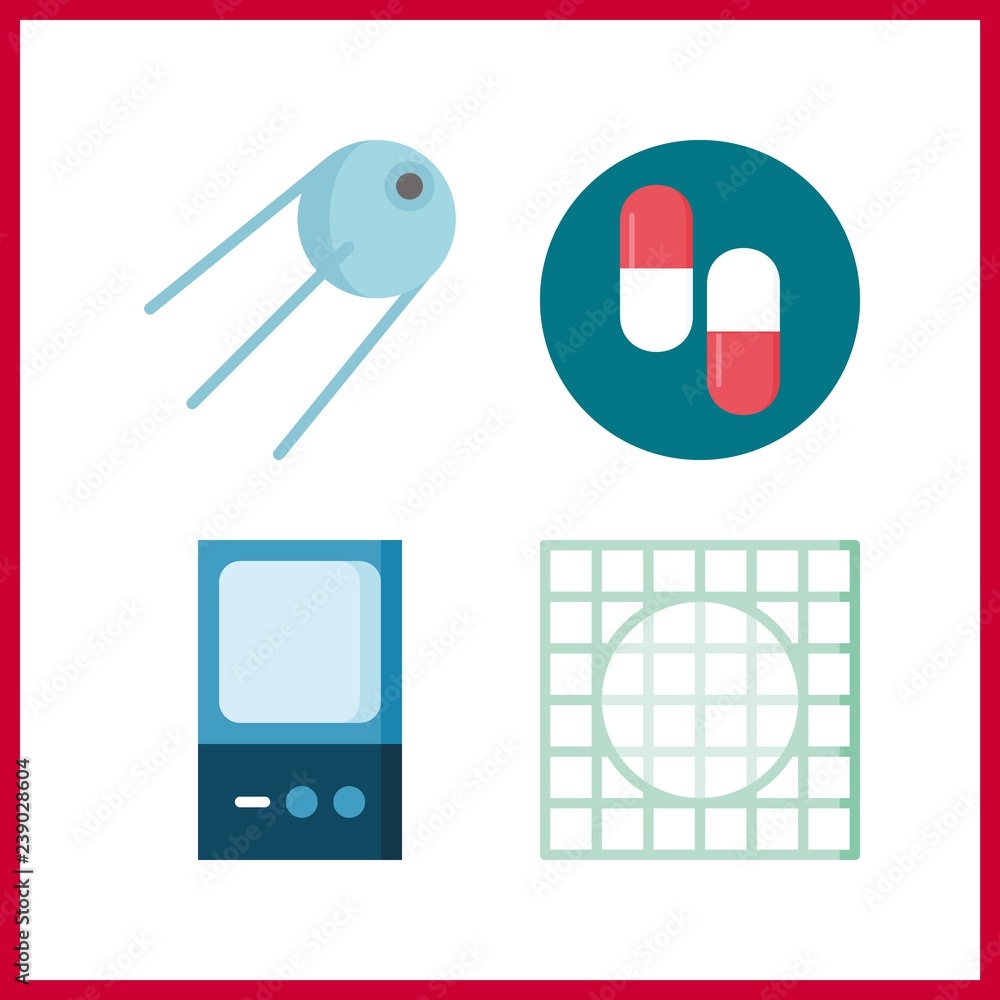 4 capsule icon. Vector illustration capsule set. sputnik and pills ...