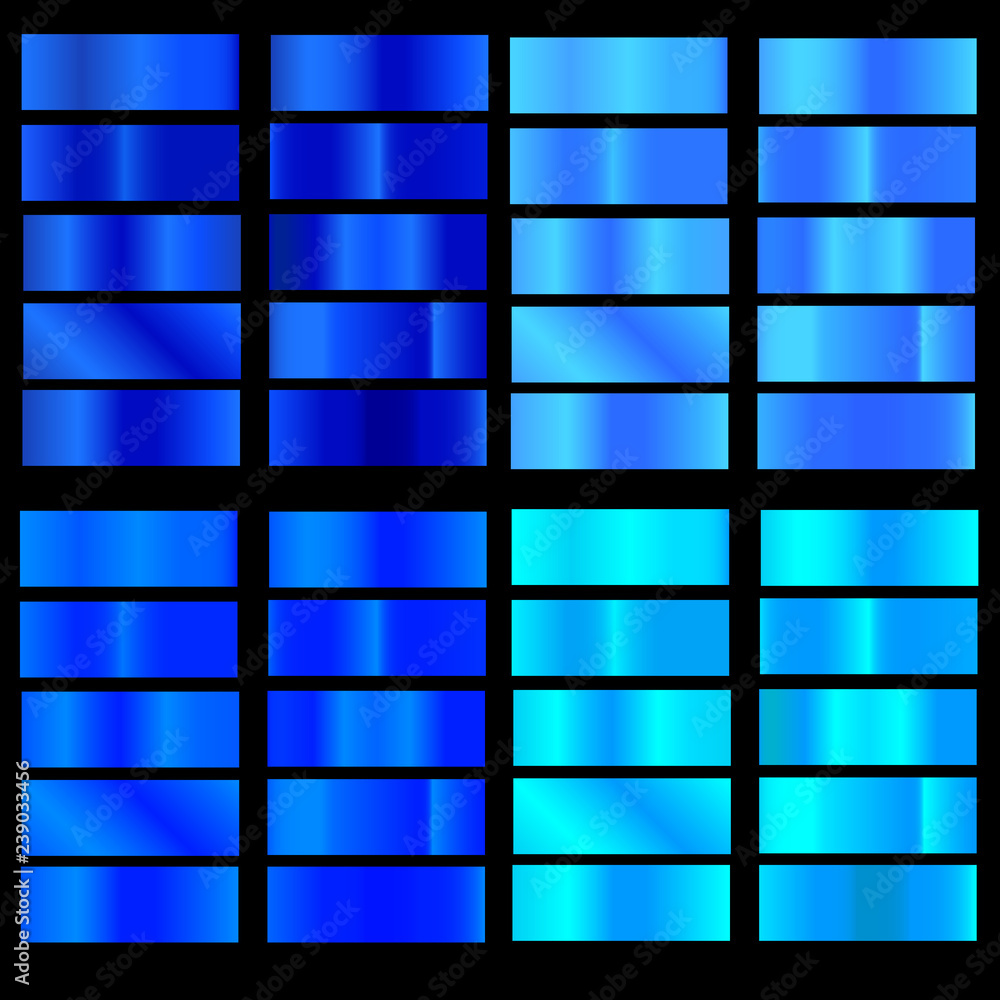 Blue gradient. Collection of colorful gradients with glossy metal ...
