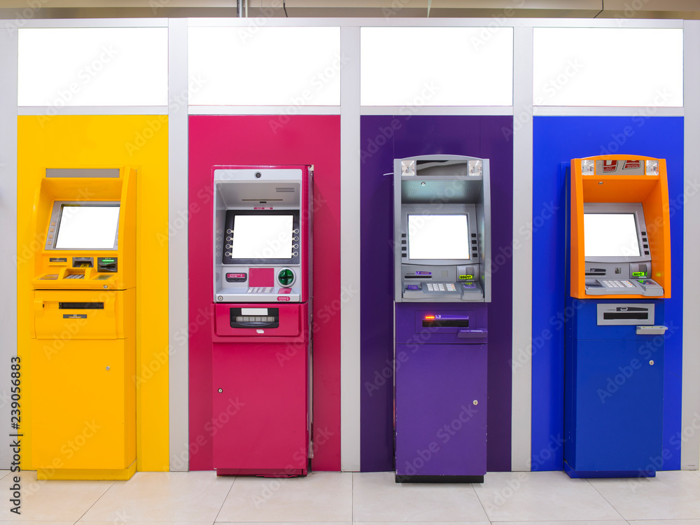 ATM bank cash machine from different sides color Stock Photo | Adobe Stock