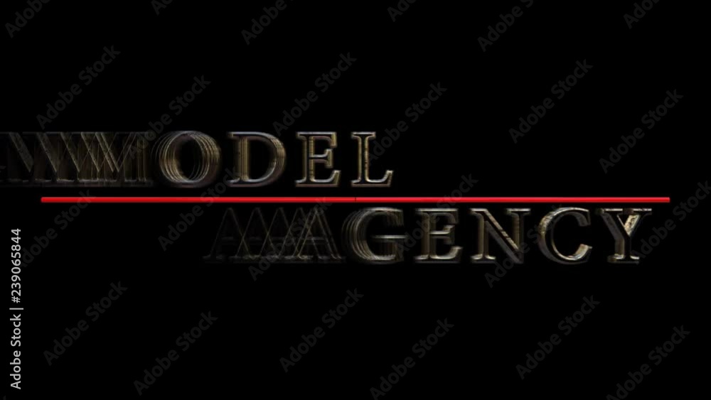 Animated 3D text #Model agency# with a transparent background. Black ...
