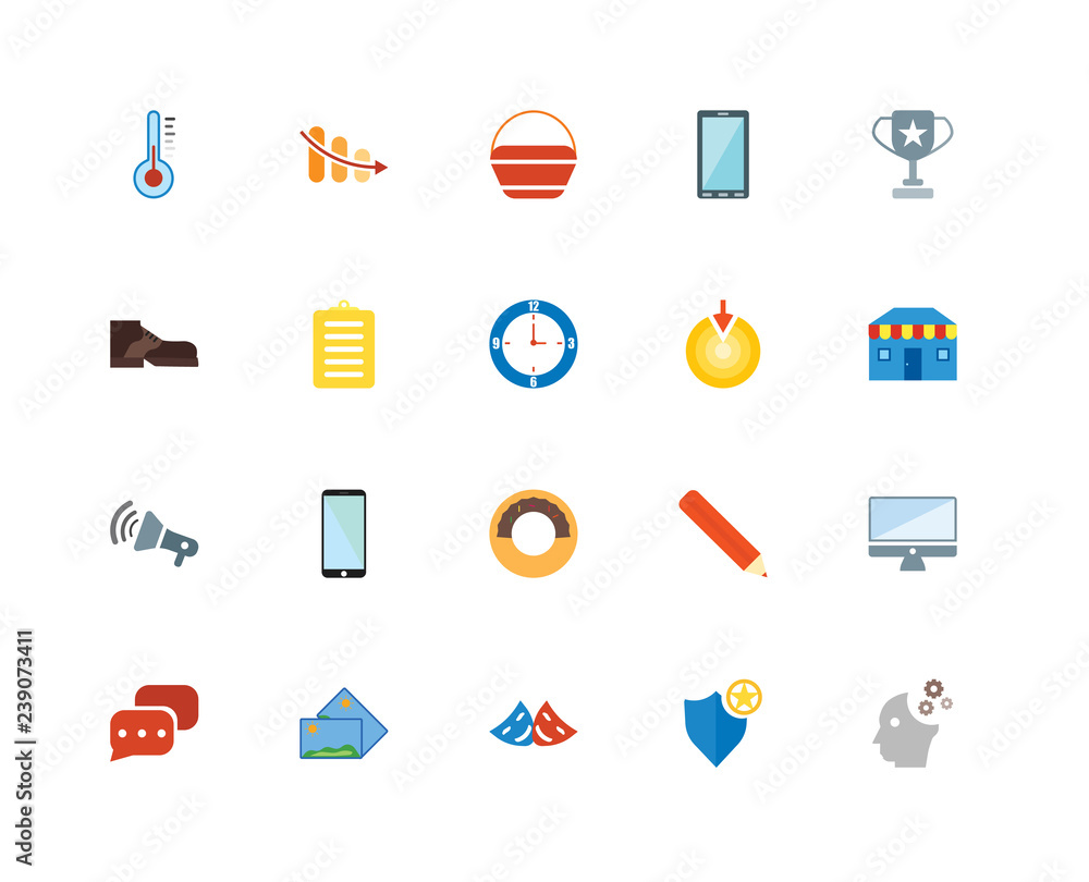 20 icons related to Mind, Shield, Theater, Pictures, Chat, Cup, Target ...