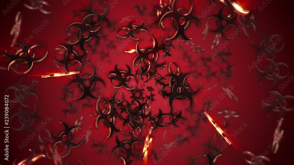 Vidéo Stock Falling BIOHAZARD, Nuclear, Radiation Hazard Danger Symbols ...