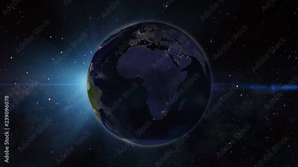 Realistic Earth Rotating on black (Loop). Texture map courtesy of NASA ...
