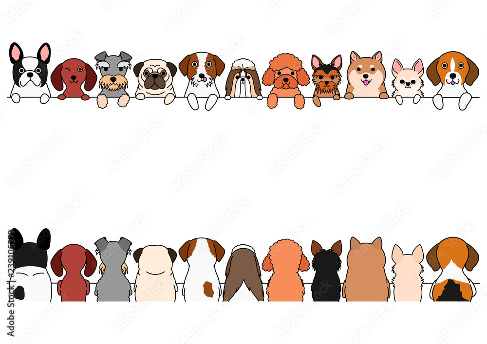 dogs border set, small dogs, front side and back side Stock Vector ...