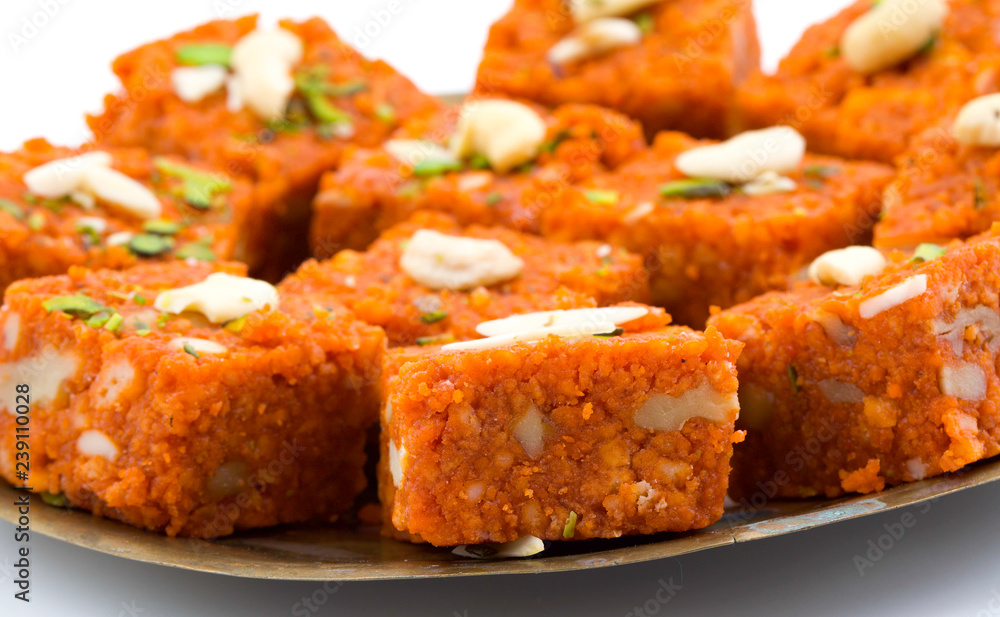 Indian Sweet Food Akhrot Halwa Also Called Walnut Burfi or Akhrot Ka ...