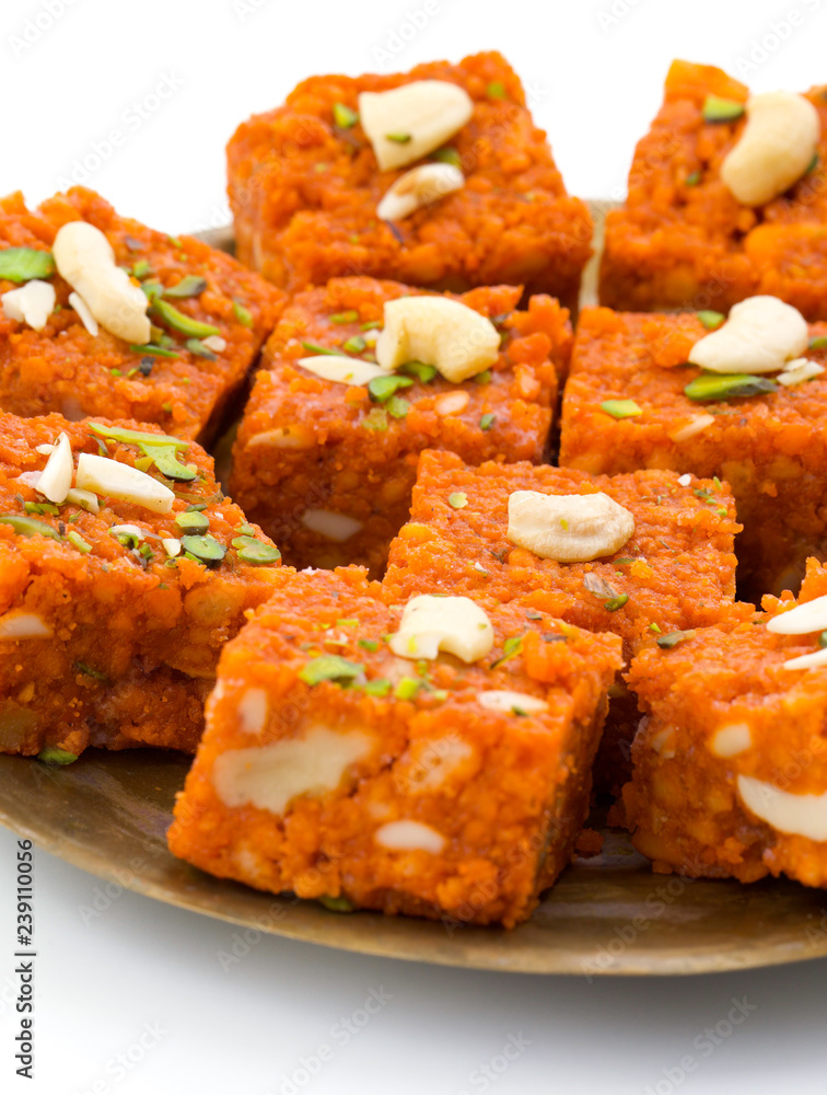 Indian Sweet Food Akhrot Halwa Also Called Walnut Burfi or Akhrot Ka ...