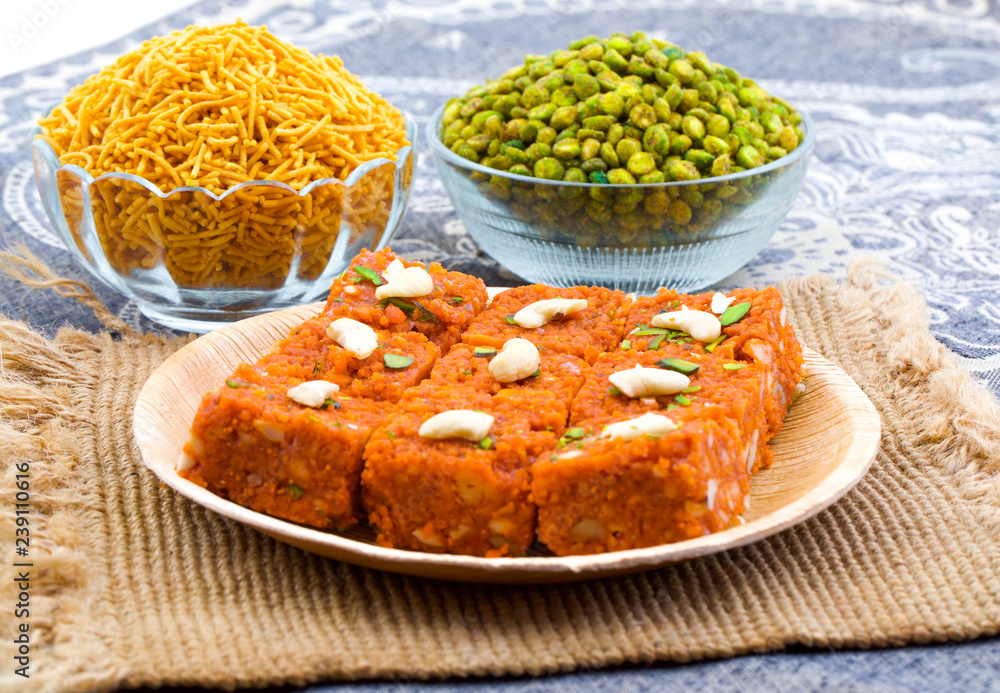 Indian Sweet Food Akhrot Halwa Also Called Walnut Burfi or Akhrot Ka ...