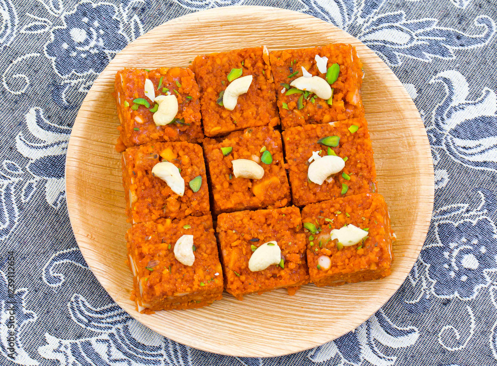 Indian Sweet Food Akhrot Halwa Also Called Walnut Burfi or Akhrot Ka ...