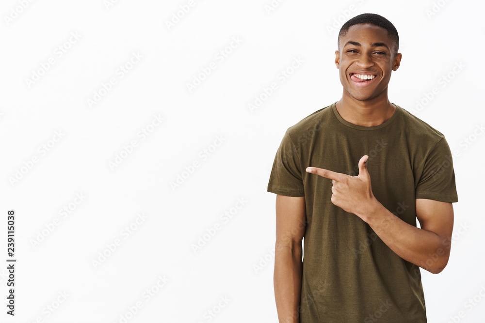 Waist-up shot of charismatic flirty and handsome african american ...