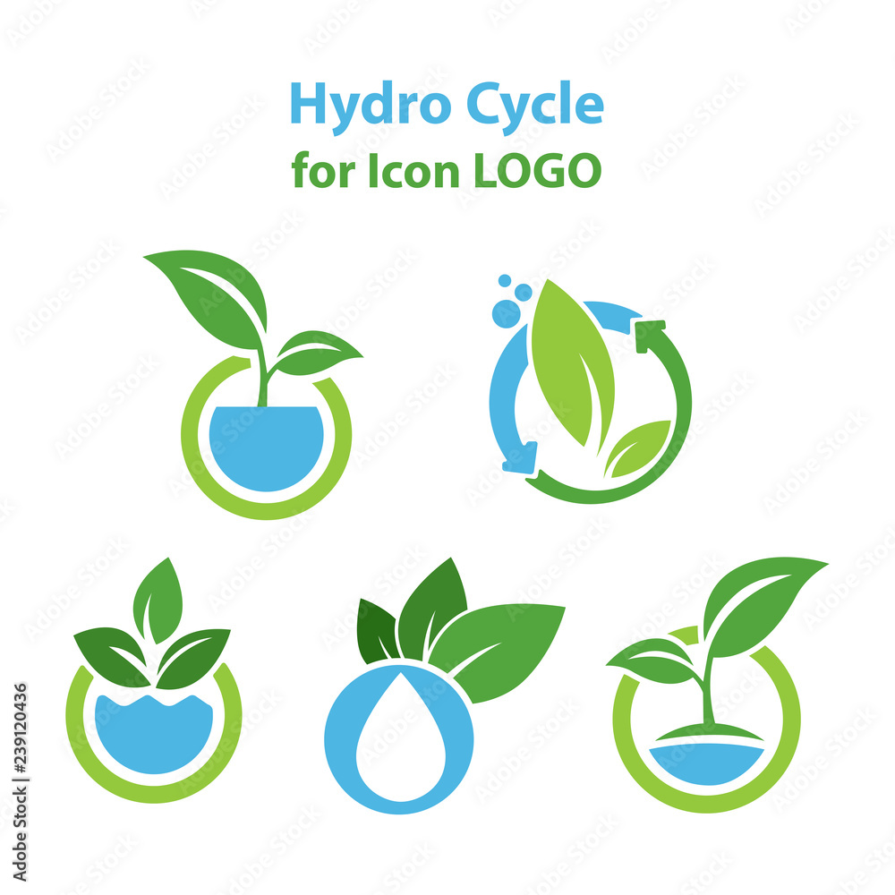 Hydro Cycle , Hydroponics icon LOGO Concept, flat design vector ...