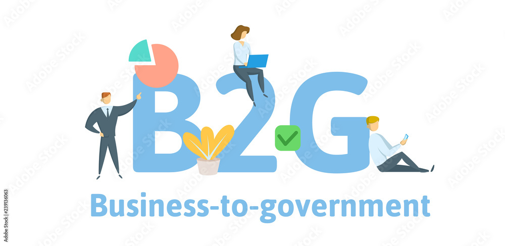 B2G Business to Government. Concept with keywords, letters, and icons ...