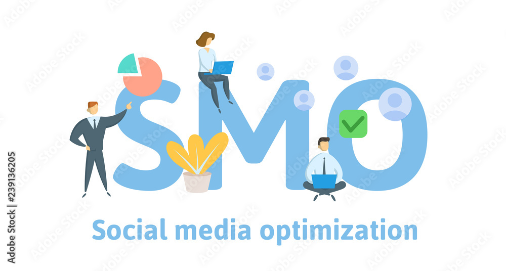 SMO, social media optimization. Concept with keywords, letters, and ...