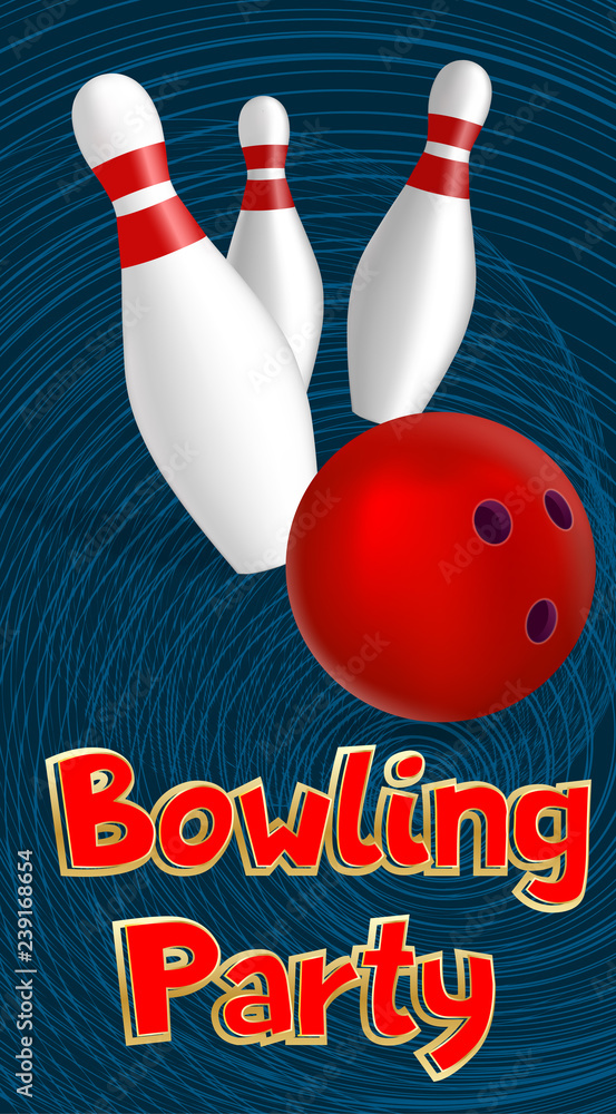 Bowling party banner. Realistic illustration of bowling party vector ...