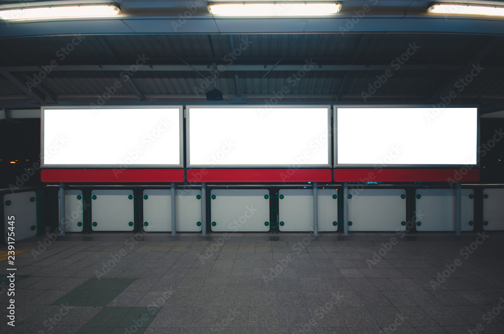 Three billboard big blank white LED screen horizontal outstanding in ...