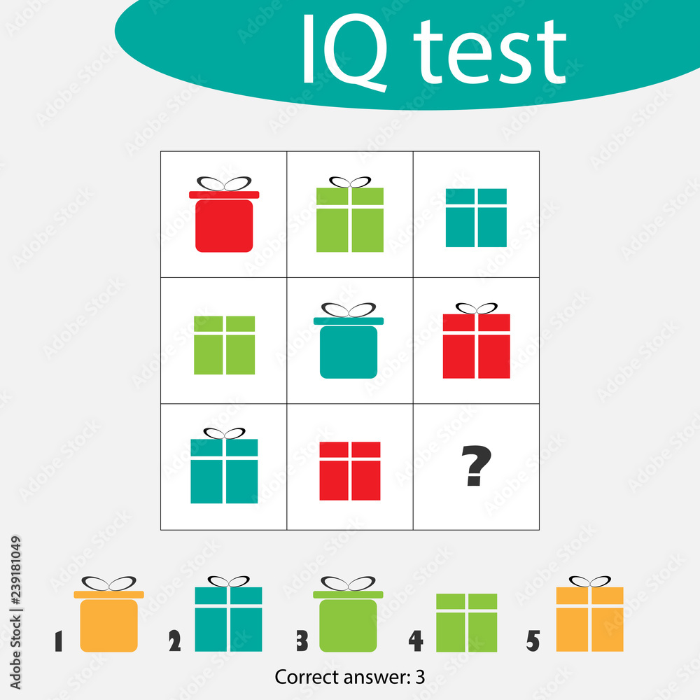 Choose correct answer, IQ test with christmas gift boxes for children ...